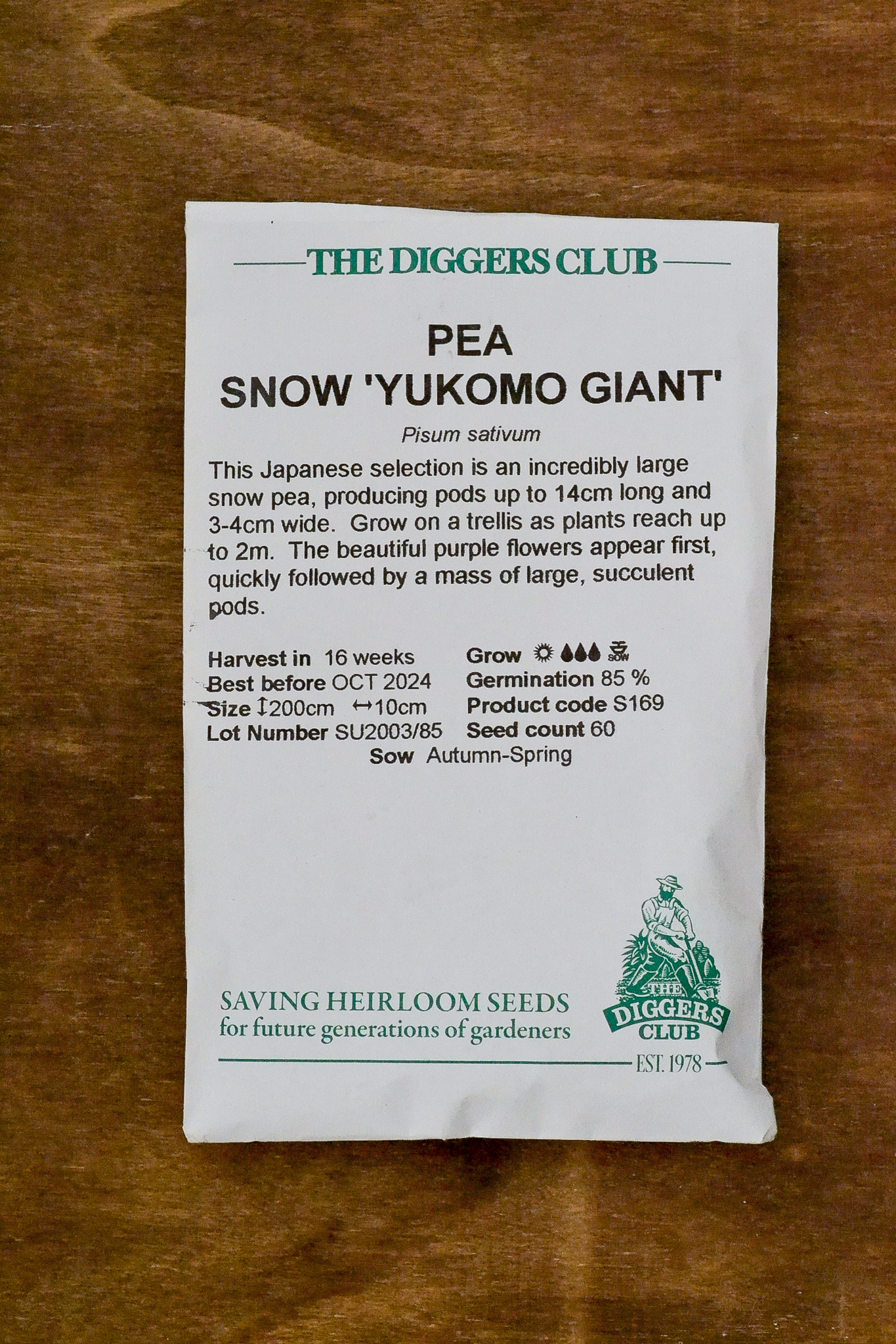 Snow Pea - Yukomo Giant - Diggers Seeds - Guildford Garden Centre