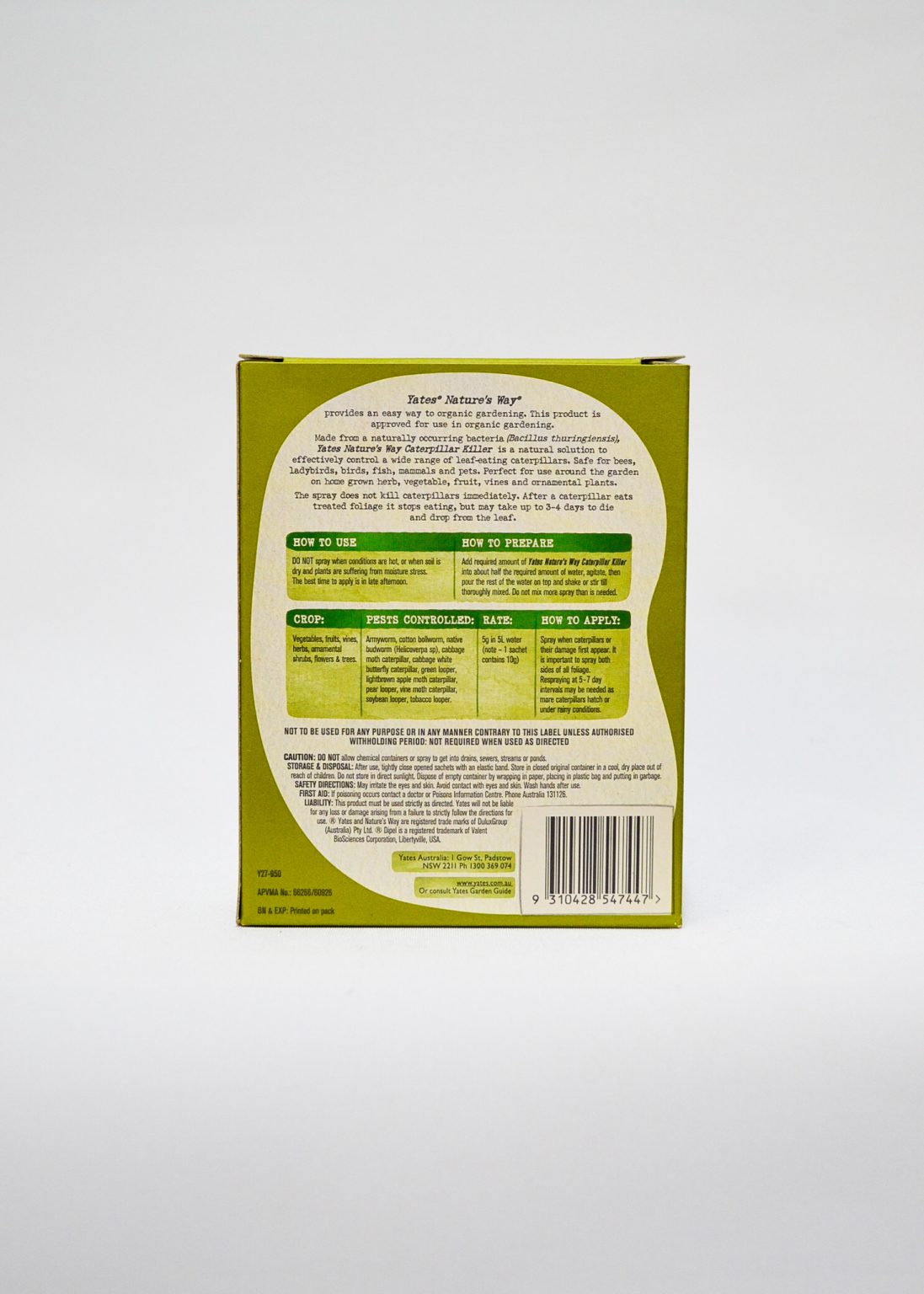 Caterpillar Killer Dipel Bio-Insecticide - Yates Nature's Way ...