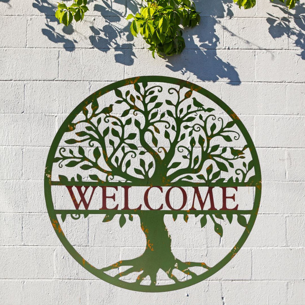 Wall Art - Welcome Tree - Metal - Guildford Garden Centre