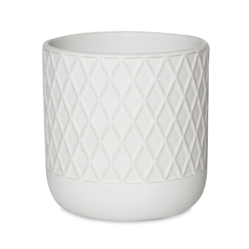 Pot - Diamond Imprint White - Ceramic - Guildford Garden Centre