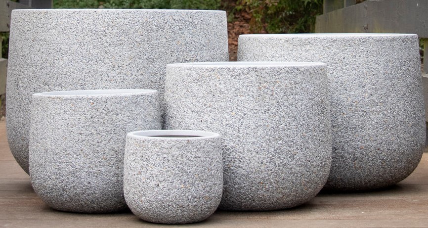 Pot - Odyssey Drum Grey Pebble - Lightweight - Guildford Garden Centre