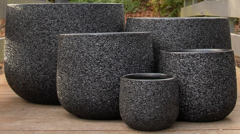 Pot - Odyssey Drum Black - Lightweight - Guildford Garden Centre