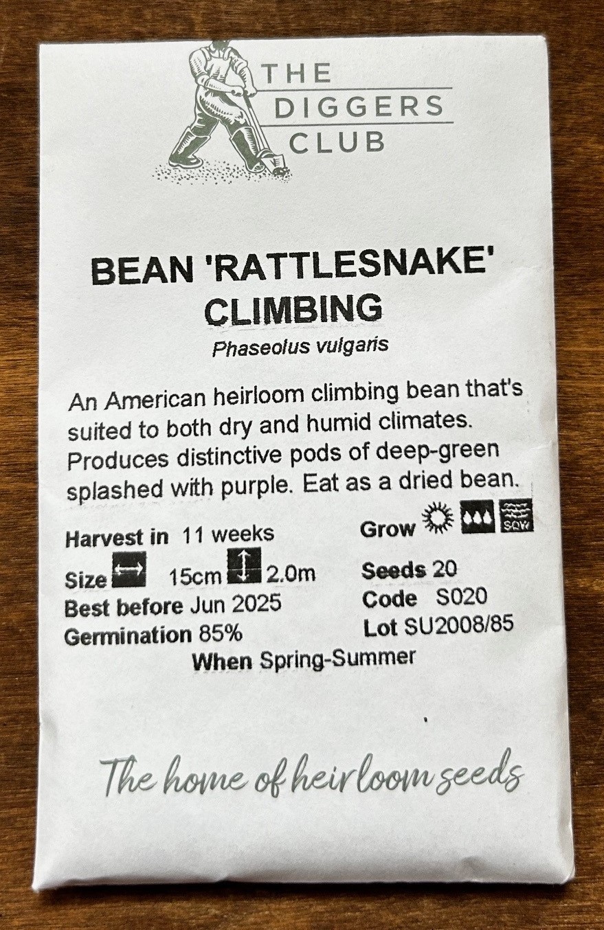 Bean - Rattlesnake Climbing - Diggers Seeds - Guildford Garden Centre