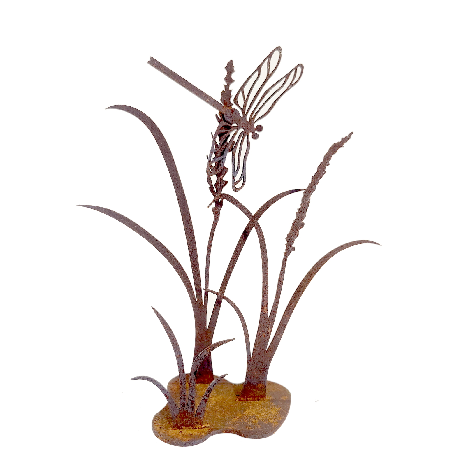 Garden Ornament - Dragonfly On Reeds - Steel - Guildford Garden Centre