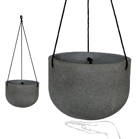 Hanging Pot - Grey MetroLite Cement - Lightweight - Guildford Garden Centre
