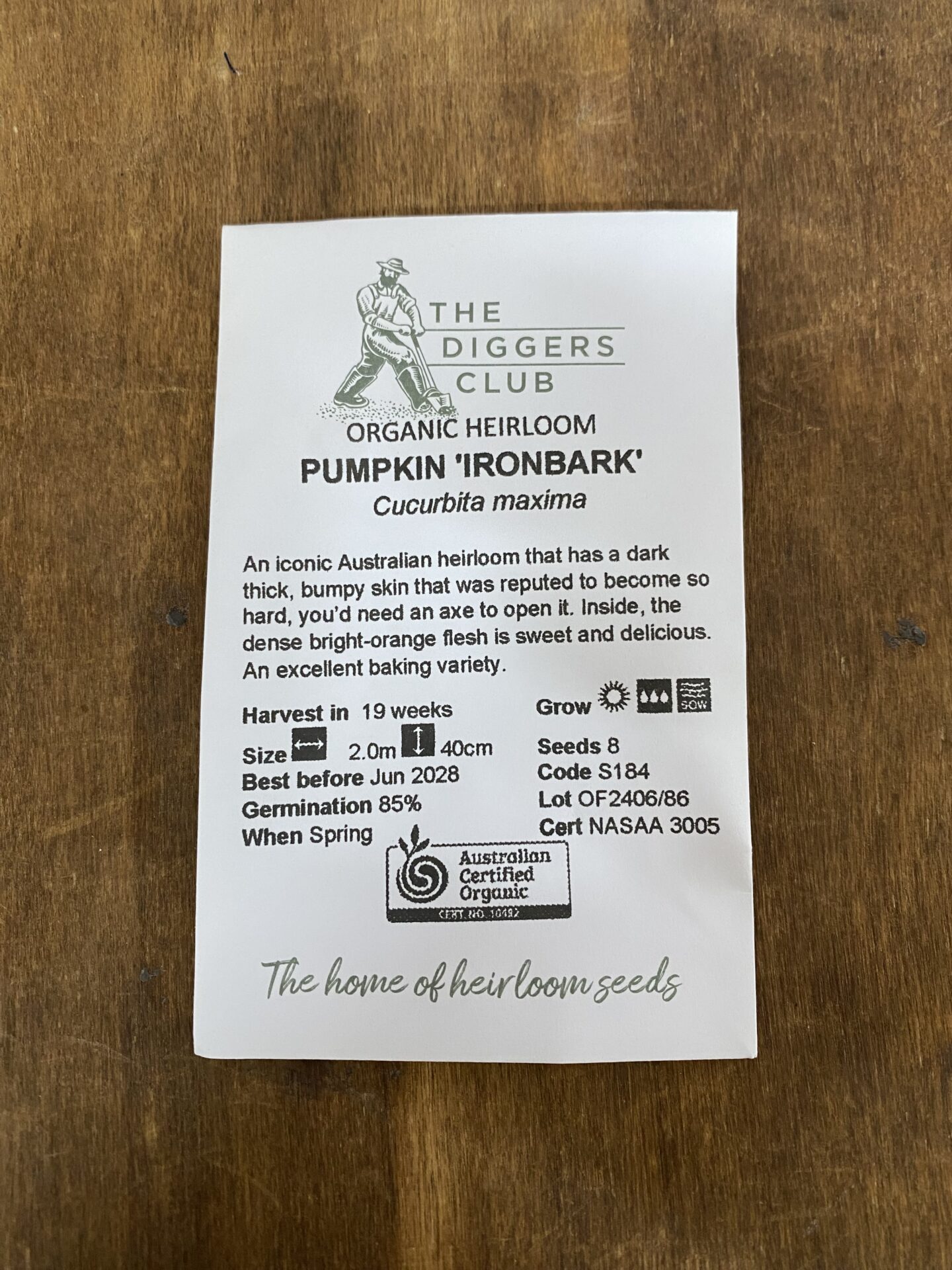 Pumpkin - Ironbark - Diggers Seeds - Guildford Garden Centre