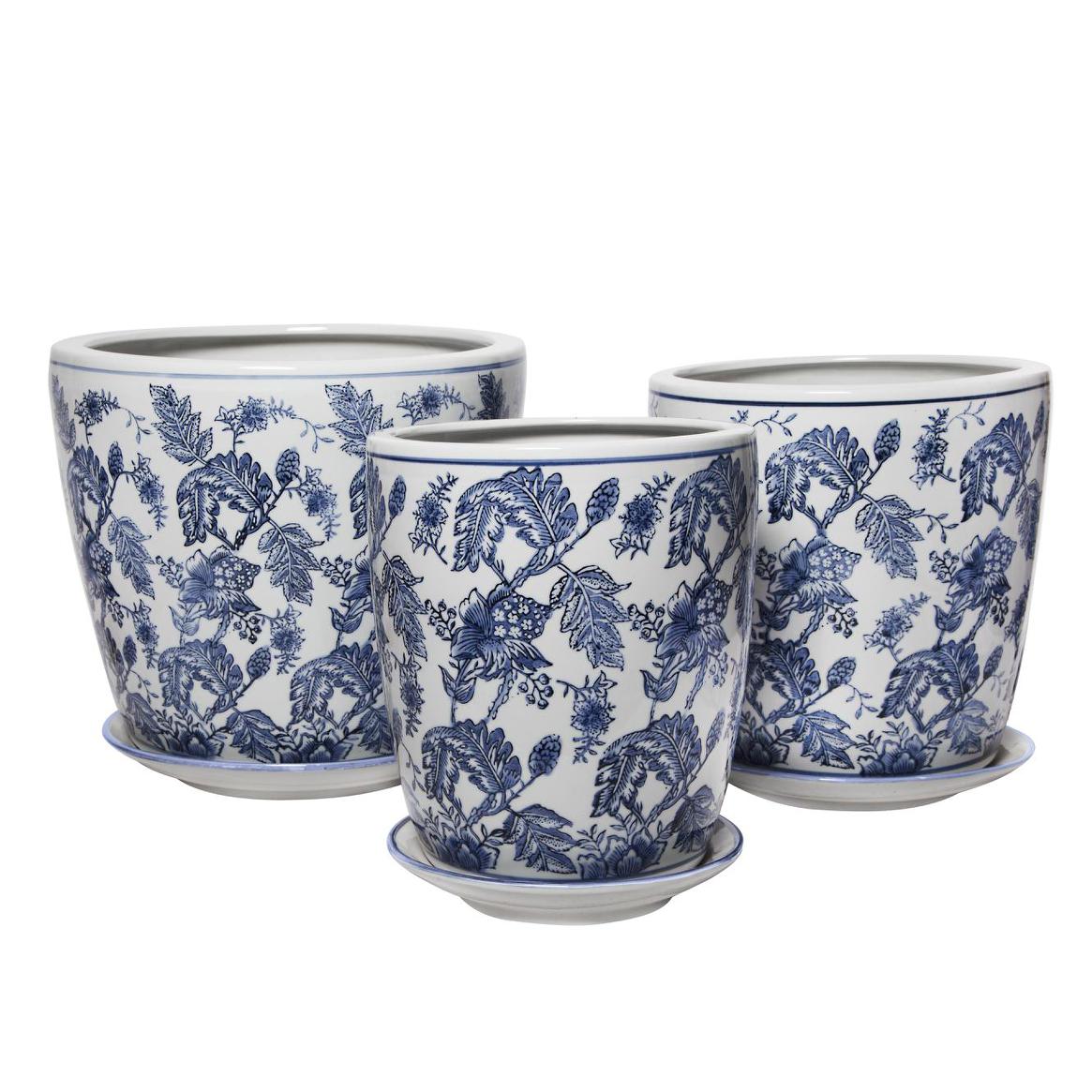 Pot - Foliage Blue and White - Ceramic - Guildford Garden Centre